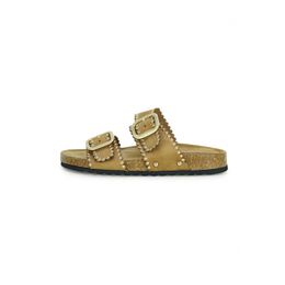 Pantolette FINDLAY "PERRY", Damen, Gr. 39, camelfarben, Polyurethane, Schuhe Pantolette, im tollen Nieten-Design
