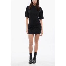 Off-White SMALL ARROW T-Shirt-Kleid mit Knoten vorne in Schwarz