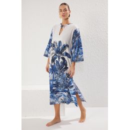 Sehr farbenfrohes, bedrucktes, mittellanges, locker sitzendes Strandkleid f&uuml;r Damen im Oversize-Stil