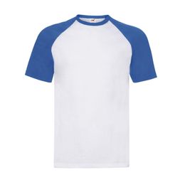 Fruit of the Loom - T-Shirt f&uuml;r Herren/Damen Unisex - Baseball (Wei&szlig;/K&ouml;nigsblau)