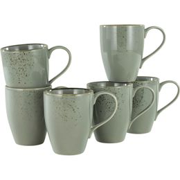 Becher Creatable "Kaffeebecher NATURE COLLECTION", grau, 6 Stk., Steinzeug, Trinkgef&auml;&szlig;e, Kaffeebecher, Tassen Set, 6-teilig