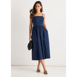 Marineblauer Jumpsuit mit weitem Bein und Riemchen