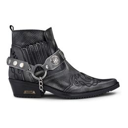 Herren-Stiefeletten aus grauem Winklepicker-Cowboyleder aus Schlangenleder