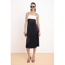 Schwarzes, &auml;rmelloses Midi-Kleid mit Farbblockmuster f&uuml;r Damen