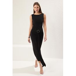 &Auml;rmelloses, gerades, tailliertes Midi-Kleid f&uuml;r Damen, l&auml;ssig/alltagstauglich