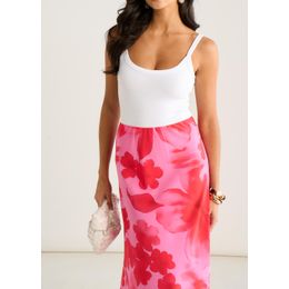 Rosa Aquarell Floral Print A Line Maxi-Rock