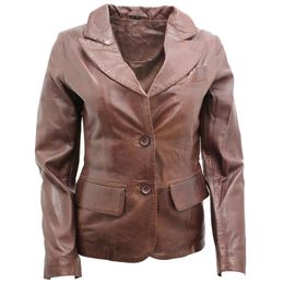 Damen-Blazerjacke aus Leder mit 2 Kn&ouml;pfen &ndash; Newport