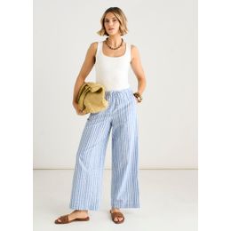 Blau gestreifte Leinen-Mix-Streifenhose