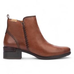 Pikolinos Damen-Stiefeletten aus Cuero-braunem Leder mit Rei&szlig;verschluss und Absatz - Malaga