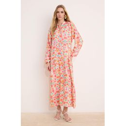 Langes, gebl&uuml;mtes Maxikleid f&uuml;r Damen, l&auml;ssig/alltagstauglich, A-Linie, Hijab-Stil
