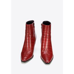 Wittchen Damen-Ankle-Boots aus burgunderrotem Krokoleder mit hohem Absatz