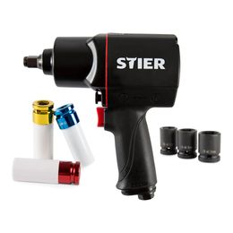 STIER Set Druckluft-Schlagschrauber 1/2" - 1750 Nm, 8-teilig (902563)