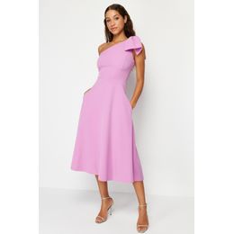 Damen Blau Unifarben Midi &Auml;rmelloses Abiball Figurbetontes Kleid