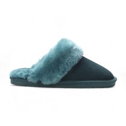 Damen-Winterpantoffeln aus echtem Schaffell, gr&uuml;nem Wildleder &ndash; Luna