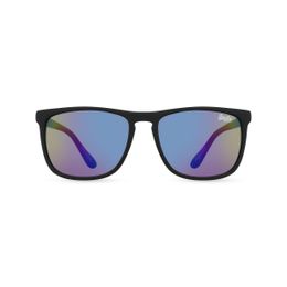 Superdry SHOCKWAVE | Unisex-Sonnenbrille | Fassung: Vollrand, Quadratisch, Kunststoff, Schwarz Gl&auml;nzend | Glasfarbe: Grau