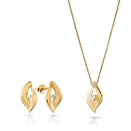 Orphelia 'Milan' Damen 925 Sterling Silber Set: Kettenanh&auml;nger + Ohrringe - Gold SET-7519/G