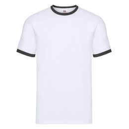 Fruit of the Loom - T-Shirt Ringer-Stil f&uuml;r Herren/Damen Unisex (Wei&szlig;/Schwarz)