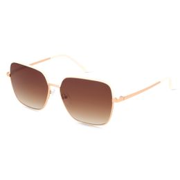 Fielmann BD 480 SUN FA EMILIE | Damen-Sonnenbrille | Fassung: Vollrand, Quadratisch, Edelstahl, Rosegold Wei&szlig; | Glasfarbe: Braun Verlaufend