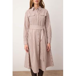 Gestreiftes, mittellanges Hemdkleid f&uuml;r Damen, l&auml;ssig/alltagstauglich