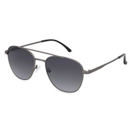 Fielmann BD 556 SUN CL | Unisex-Sonnenbrille | Fassung: Vollrand, Pilot, Edelstahl, Gun Matt | Glasfarbe: Grau Verlaufend