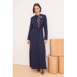 Marineblaues, flaches, langes Skater-Hijab-Kleid f&uuml;r Damen