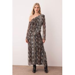Sehr farbenfrohes Maxikleid mit Tiermotiven f&uuml;r Damen, figurbetont, lang, f&uuml;r Tag und Nacht