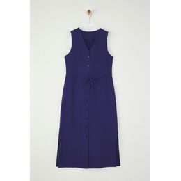 Damen Marineblaues gerades Midi-Kleid, &auml;rmellos, l&auml;ssig/alltagstauglich