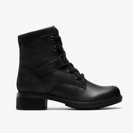 Clarks Hearth Parker Schwarze Lederstiefel