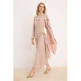 Braunes, flaches, langes, schickes/figurbetontes Hijab-Maxikleid f&uuml;r Damen