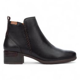 Pikolinos Damen-Stiefeletten aus schwarzem Leder mit Rei&szlig;verschluss und Absatz - Malaga