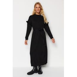 Langes, einfarbiges, l&auml;ssiges, modisches Kleid f&uuml;r Damen in normaler Passform
