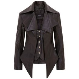 Mittellange Gothic-Lederjacke im Edwardian-Stil f&uuml;r Damen - Sandvika