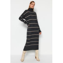 Damen Gestreft Lange L&auml;ssige Oversize-Kleider