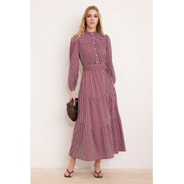Gestreiftes, langes Maxikleid f&uuml;r Damen, l&auml;ssig/alltagstauglich, A-Linie, Hijab-Stil