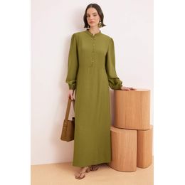 Gr&uuml;nes, flaches Maxikleid in A-Linie mit Hijab-Stil f&uuml;r Damen