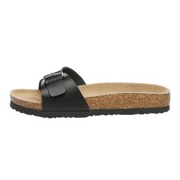 EVER AU Damen Swan Leder Easy Slip-On Sandalen - Schwarzes Leder