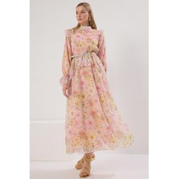 Sehr farbenfrohes, langes Hijab-Kleid mit Blumenmuster f&uuml;r Damen, geeignet f&uuml;r Tag und Nacht.