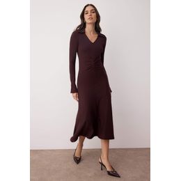 Unifarbenes, langes, l&auml;ssiges, figurbetontes Maxikleid f&uuml;r Damen