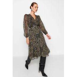 Damen-Midikleider mit Blumenmuster, l&auml;ssig, normale Passform