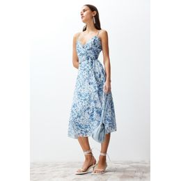 Damen-Midikleid mit Tiermuster, Spaghettitr&auml;gern, Abend-/Alltagskleid, normale Passform