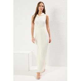 Ecrufarbenes, schlichtes, &auml;rmelloses Freizeitkleid f&uuml;r Damen
