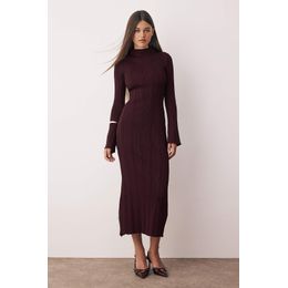 Lila Unifarbenes Maxikleid f&uuml;r Damen, lang, l&auml;ssig, figurbetont