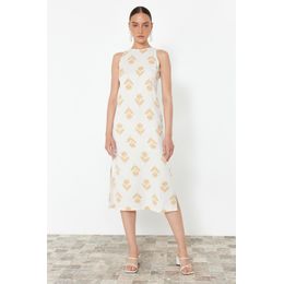 Damen-Midikleid mit Ethno-Muster, Spaghettitr&auml;gern, l&auml;ssig, normale Passform