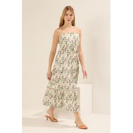 Sehr farbenfrohes, gebl&uuml;mtes Midi-Kleid f&uuml;r Damen, locker und alltagstauglich