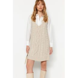 Graues Zopfmuster Mini-Spaghettitr&auml;ger-Kleid f&uuml;r Damen, l&auml;ssig, normale Passform