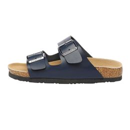 EVER AU Frauen Mallard Leder Zwillingsschnalle Sandalen - Navy Leder