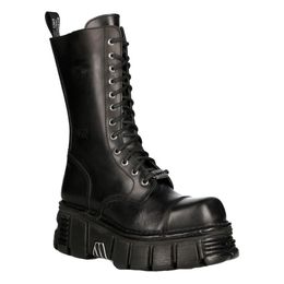 New Rock Unisex-Techno-Bikerstiefel in Metallic-Schwarz &ndash; M-MILI211C-C1