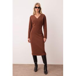 Braunes, flaches, mittellanges, l&auml;ssiges/figurbetontes Damenkleid