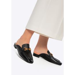 Wittchen Damen-Slipper aus Leder mit offener Ferse, Schwarz, Naturleder