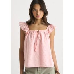 Rosa R&uuml;schen-Cami-Top mit Broidery Anglaise
